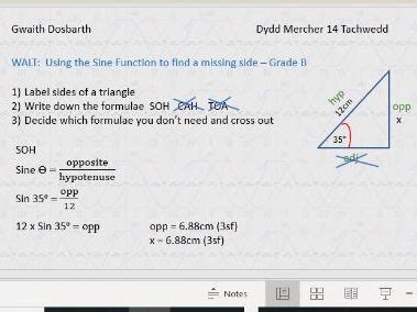 Introduction To Using Trig Ratios To Find A Missing Side Grade B Teaching Resources