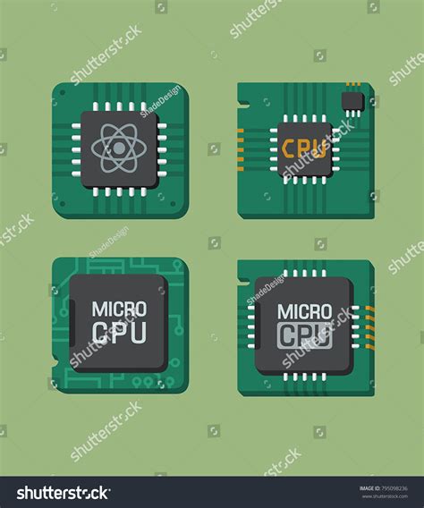Vector Set Isometric Icons Microchip Processor Stock Vector Royalty Free 795098236 Shutterstock