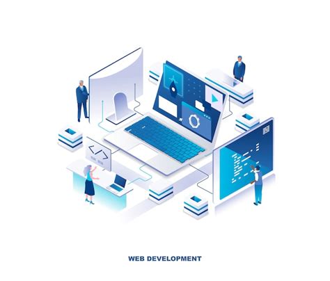 Desenvolvimento Web Front End E Back End Conceito Isométrico De Codificação Vetor Premium