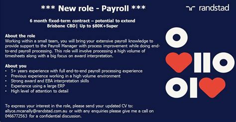 Allyce Mcanally Has An Immediate Start For Payroll Position In The Cbd