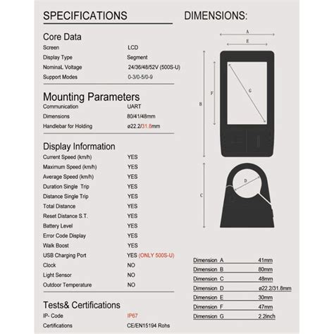 Electric Bike Lcd Display For Bafang Bbs01 Bbs02 Mid Mounted Motor 24v 36v 48v