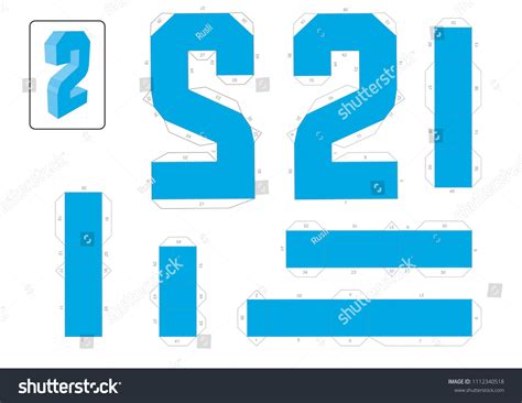 3d Numbers Paper Craft Model Template Stock Vector Royalty 58 Off