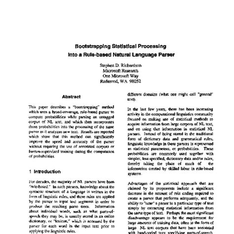 Bootstrapping Statistical Processing Into A Rule Based Natural Language Parser Acl Anthology