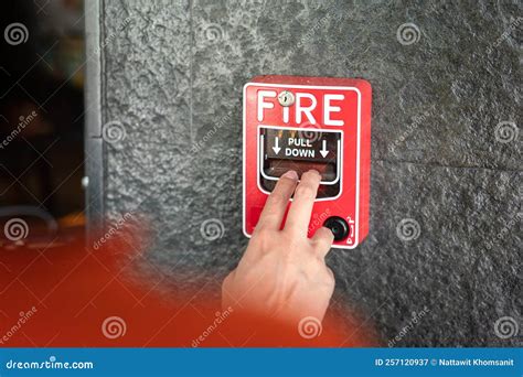 Activate Fire Alarm Trigger Button Stock Image Image Of Hand Button 257120937