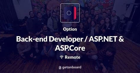 Back End Developer Aspnet And Aspcore At Option Remote Work From