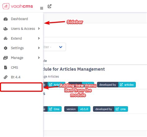 Extend Vaahcms Sidebar Vaah Docs
