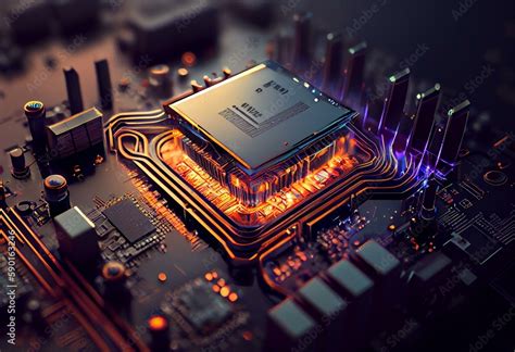 A Futuristic Cpu Flying Through Electronic Circuitry Executing