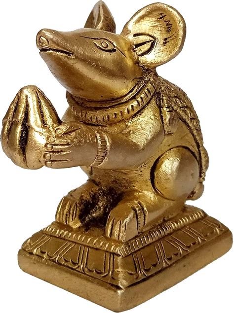 Purpledip Brass Statue Ganesha Vahana Mooshak Collectibe Idol Mouse