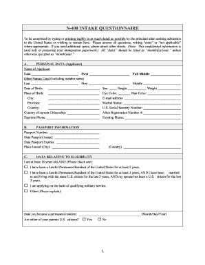 N 400 Form Fill And Sign Printable Template Online