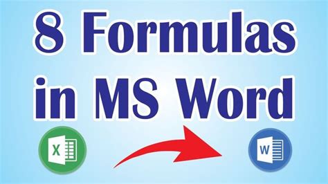 How To Apply Formulas In Ms Word Excel Formulas In Ms Word Ms