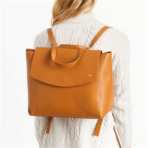 Everyday Italian Leather Convertible Mongorammed Backpack Mark And Graham
