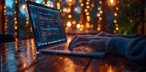 Coding Language User Interface On Screens Programmer Working On Their Professional Development