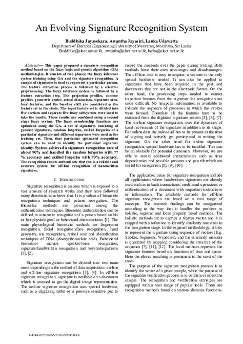 Pdf An Evolving Signature Recognition System
