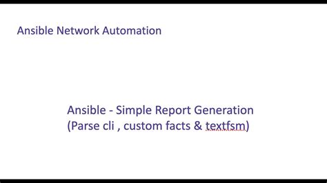 8 Ansible Report Generation Textfsm Youtube