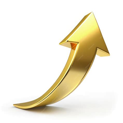 Curved Upward Golden Arrow Representing Growth And Success On A Clean