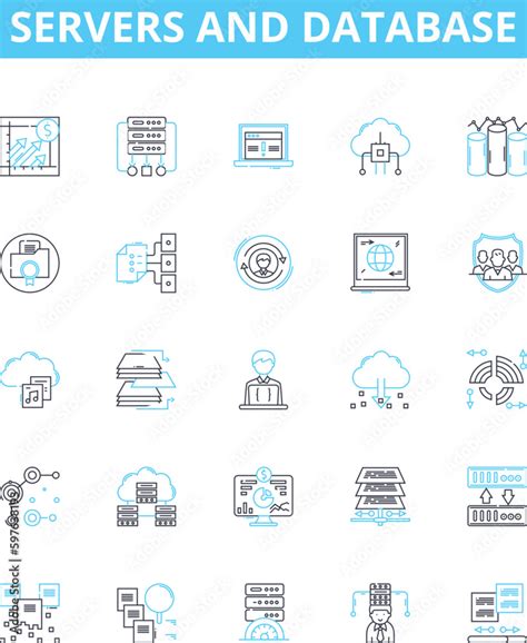 Servers And Database Vector Line Icons Set Servers Databases Sql