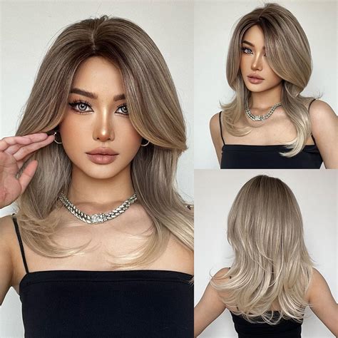 Righton Long Wavy Ombre Blonde Wigs For Women Blonde Wigs With Dark