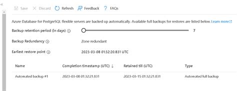 [dbforpostgresql] updating backup retention days for postgresql flexible server failed · issue