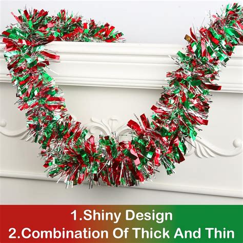 50 Feet Christmas Tinsel Garland Metallic Tinsel Garland Christmas Tree