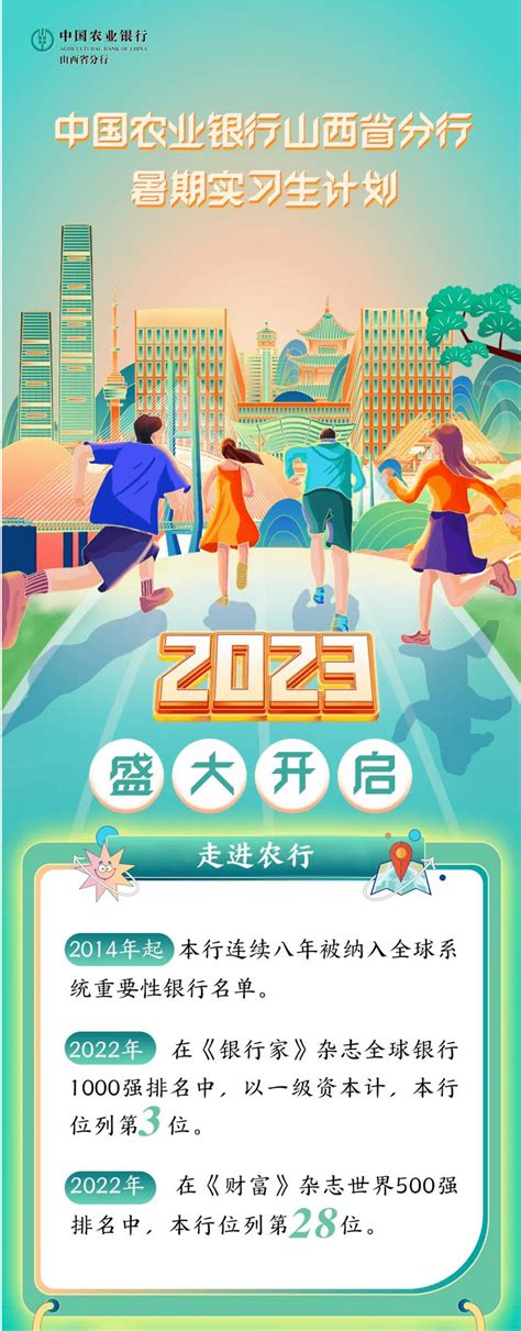 【山西招聘】中国农业银行山西省分行2023年暑期实习生计划