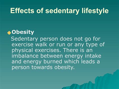 Sedentary Lifestyle And Its Effects On Health Pptx