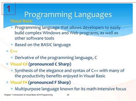 Chapter 1 — Introduction To Visual Basic 2010 Programming Pptx