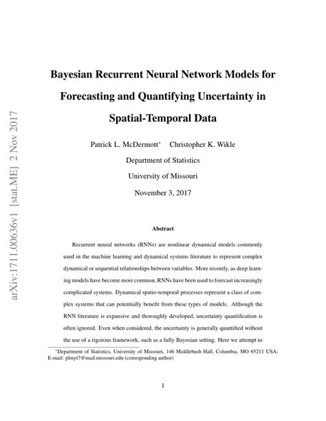 Pdf Bayesian Recurrent Neural Network Models For Forecasting And