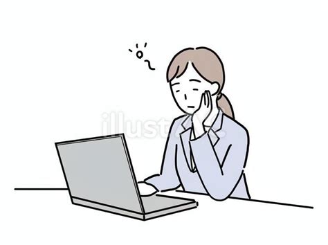 無気力でパソコンに向かうスーツ姿の女性イラスト No 23575881｜無料イラスト・フリー素材なら「イラストac」