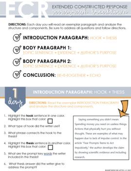 ECR Extended Constructed Response Structure Analysis BUNDLE TpT