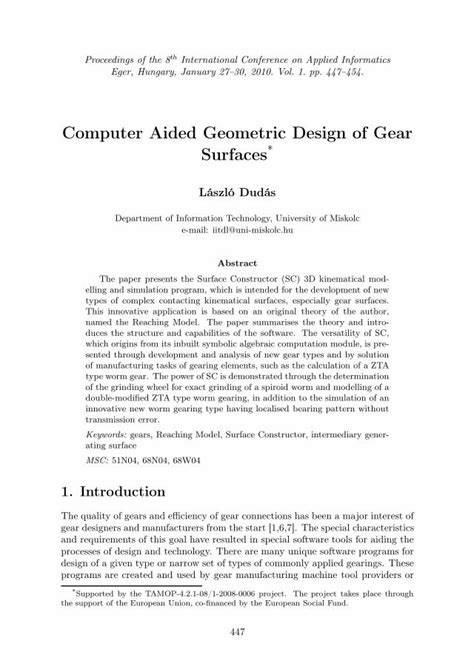 pdf computer aided geometric design of gear surfacesicai ektf hu pdf