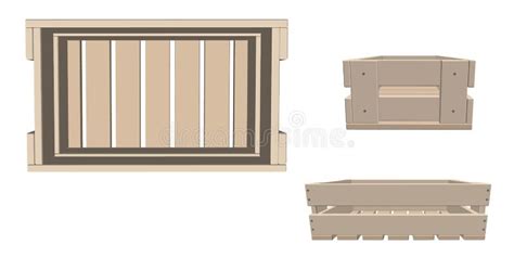 Empty Wooden Crate Vector Outline Illustration Stock Vector Illustration Of Wooden Storage