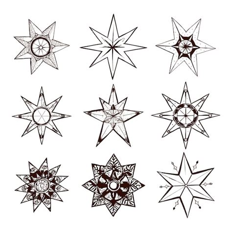 Artistic Brown Star And Compass Designs Collection Premium Ai Generated Vector
