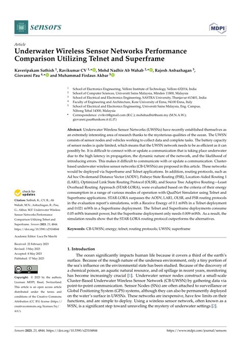 Pdf Underwater Wireless Sensor Networks Performance Comparison