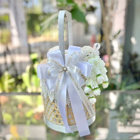 ชะลอมสังฆทาน ทรงปิ่นโตกลม ขนาด 7 นิ้ว และ 8 นิ้ว พร้อมของถวาย และมาลัยประดิษฐ์ Shopee Thailand