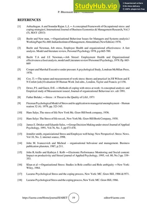 A Theoretical Framework Of Stress Management Contemporary Approaches Models And Theories Pdf