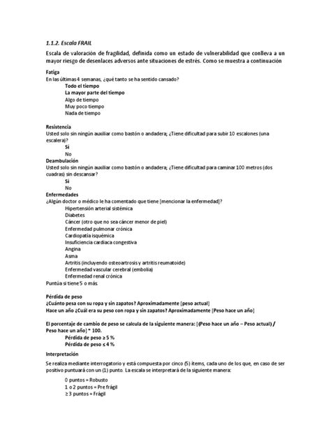 Transcripcion Escala De Fragilidad Am Pdf