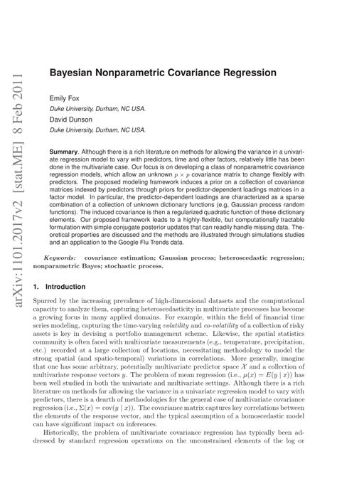 Pdf Bayesian Nonparametric Covariance Regression