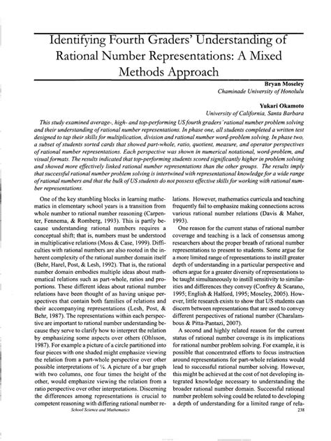 Pdf Identifying Fourth Graders Understanding Of Rational Number Representations A Mixed