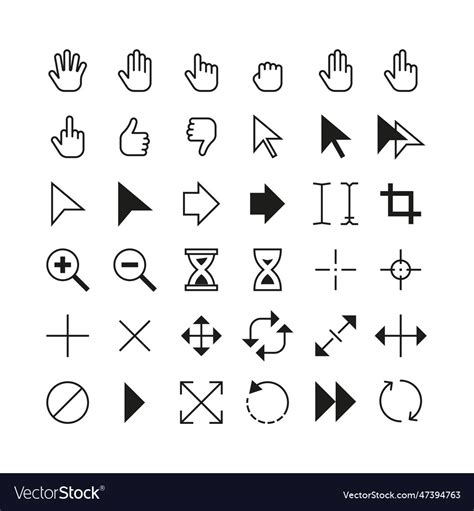 Pointer Cursor Mouse Arrow Icon Pointers Black Vector Image