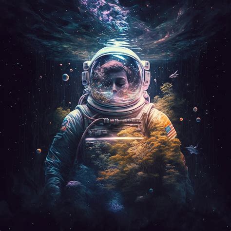 Premium Ai Image Generative Ai Astronaut Floating Zero Gravity In