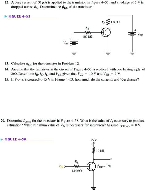 Solved A Base Current Of 50 Pa Is Applied To The Transistor In Figure 4 53 And A Voltage Of 5 V