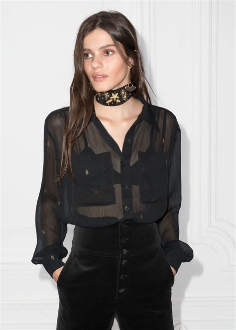 Model Front Image Of Stories Spades Blouse In Black Clothes Fashion