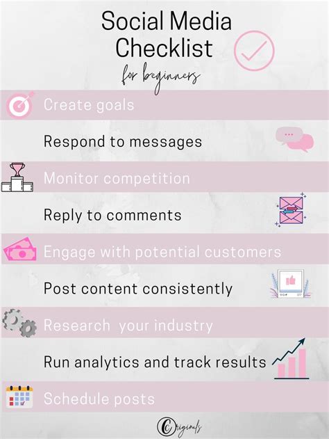 Social Media Checklist Social Media Checklist Creating Goals Social