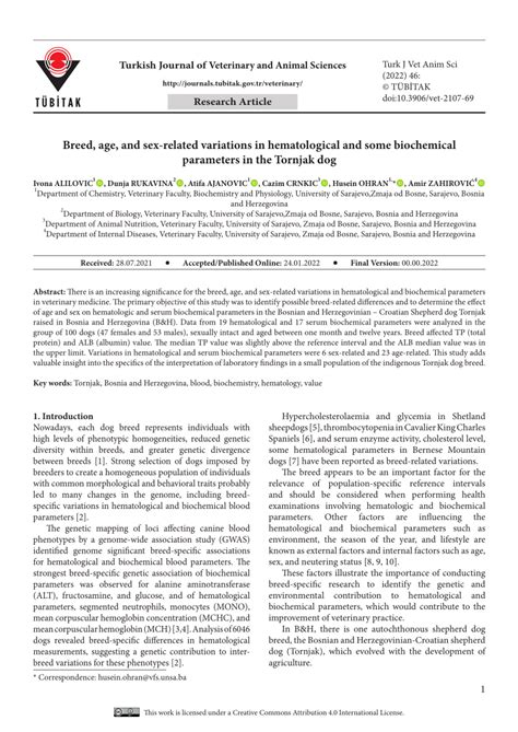 Pdf Breed Age And Sex Related Variations In Hematological And Some
