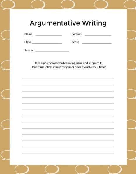 Brown White Argumentative Writing Worksheet Template And Ideas For Worksheets Library