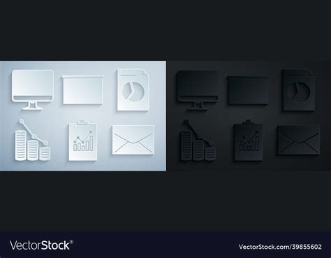 Set Clipboard With Graph Chart Document Pie Vector Image