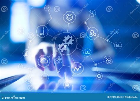 Integration Concept Industrial And Smart Technology Business And Automation Solutions Stock