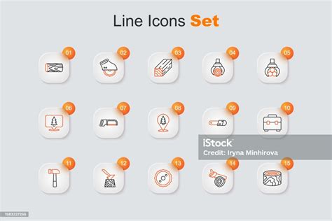 나무 통나무 손톱 및 원형 칼날 그루터기의 도끼 망치 도구 상자 전기 톱 및 숲 아이콘의 위치를 설정합니다 벡터 가리키기에 대한 스톡 벡터 아트 및 기타 이미지 Istock