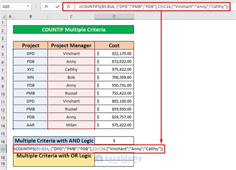how to use countif with multiple criteria in the same column in excel
