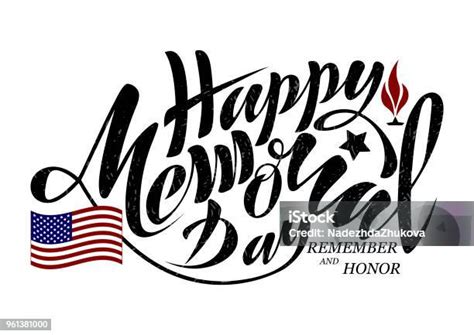 명예 및 기억 그림 행복 현충일 벡터 합니다 손으로 쓴된 텍스트 개체 플래그 미국 스타와 영원한 불꽃 인쇄 인쇄 집에 대 한 스탬프의 포스터의 기치의 인사말 카드에 대 한